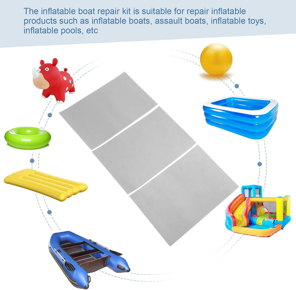 Inflatable Boat Repair Kit PVC, 3Pcs PVC Waterproof Repair Patches Kit ...