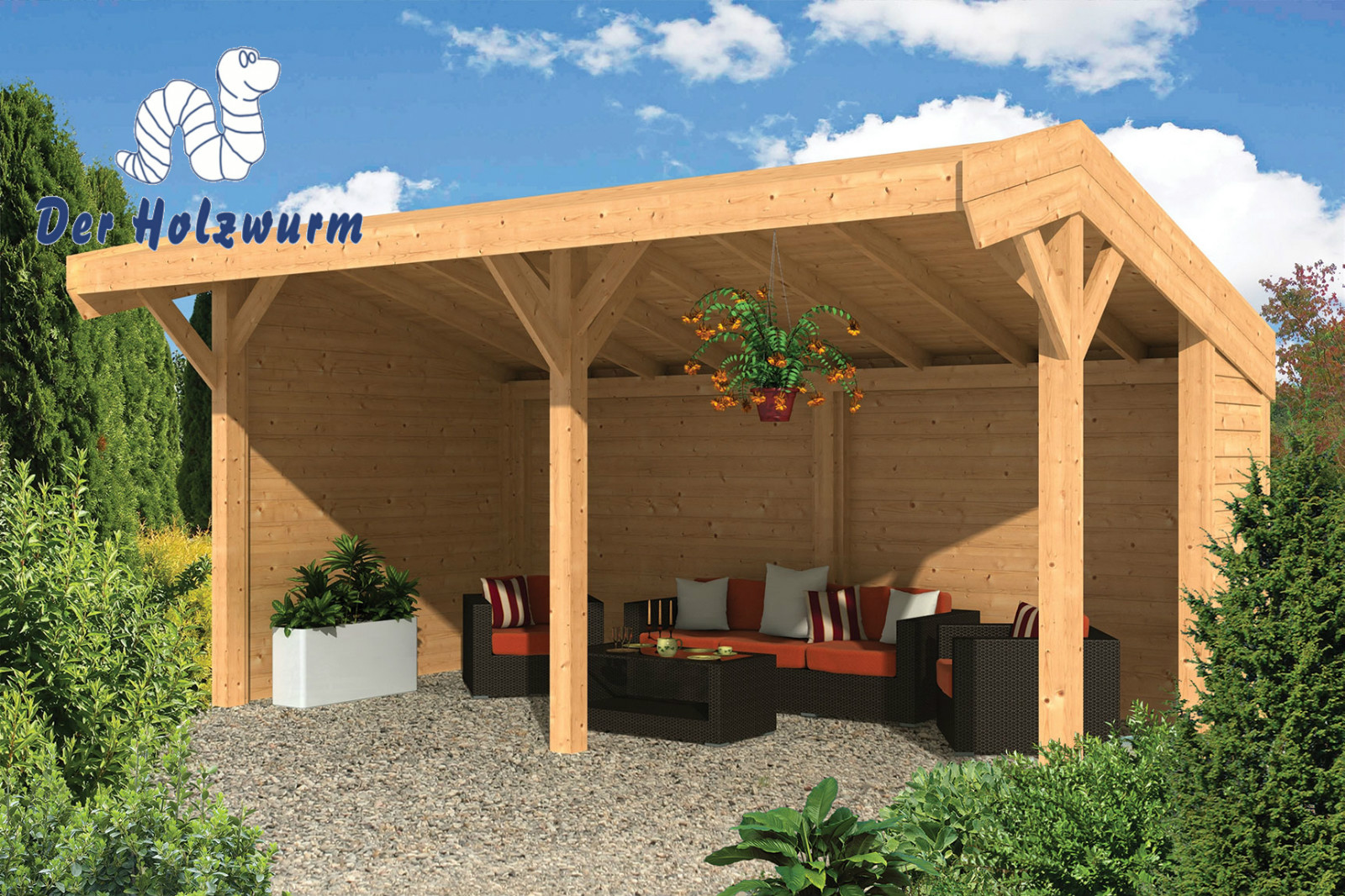 Gartenpavillon Douglasie 600x390 cm Gartenlaube Pavillion Holz ...