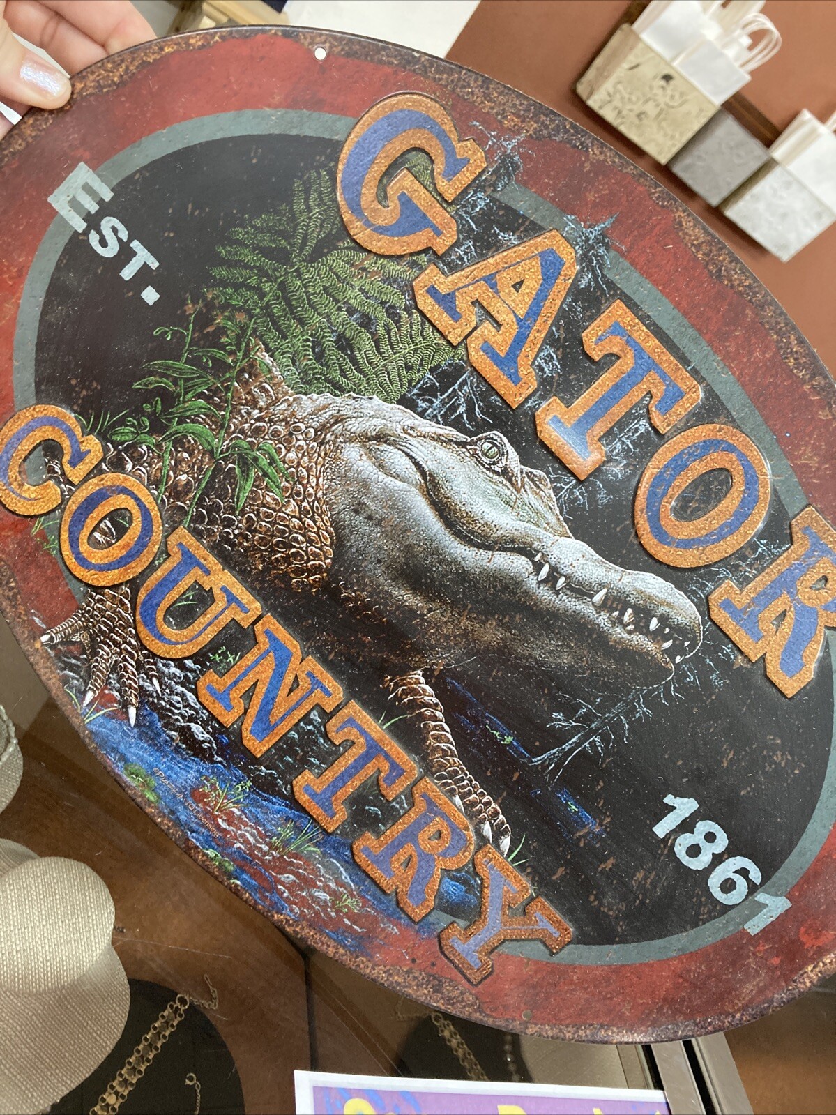 GATOR COUNTRY Metal Display Sign 16.75x11.75" Man Cave Bar Cabin Rustic ...