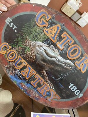 GATOR COUNTRY Metal Display Sign 16.75x11.75" Man Cave Bar Cabin Rustic ...