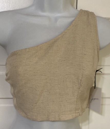 JAPNA Women's Jr.'s Boho Bustier Crop Top Ruched Back One Shoulder ...