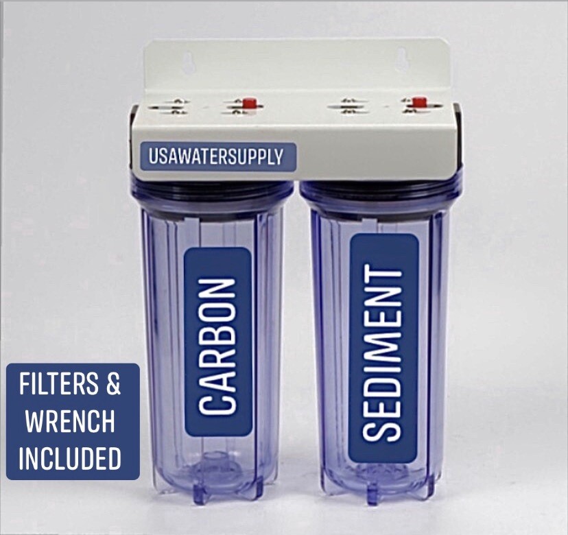 High Flow 2 Stage Water Filter System Slim Portable 3/4" Ports Whole ...