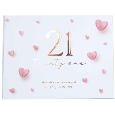 21st Birthday Heart Guest Book Novelty Party Signature Notepad 23x18cm ...