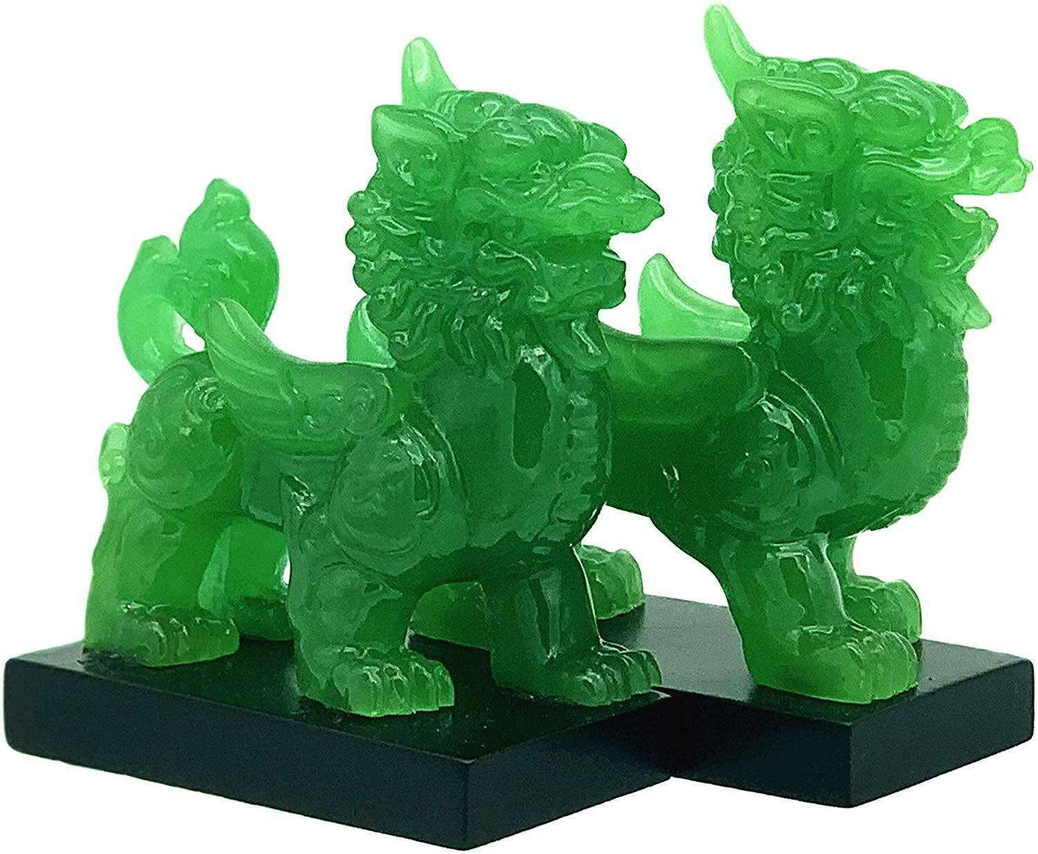 Jade Green Color Feng Shui Wealth Pi Yao /Pi Xiu Statue Figurine Decor ...