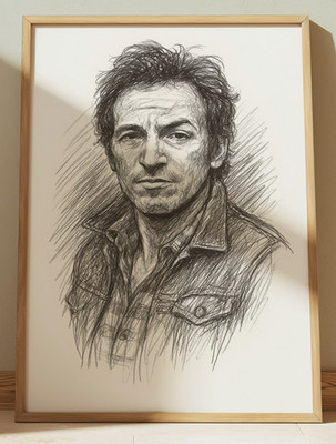 BRUCE SPRINGSTEEN DRAWING PORTRAIT SKETCH PRINT BRUCE SPRINGSTEEN WALL ...