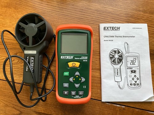 Extech AN100 Thermo Anemometer Measure Air Flow & Velocity CFM/CMM with ...