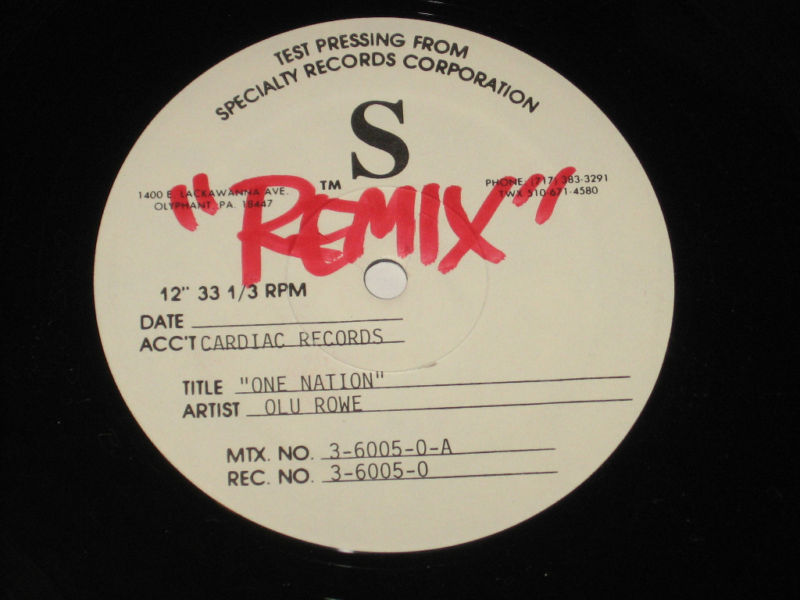Olu Rowe 12" EP One Nation TEST PRESSING HEAR | eBay