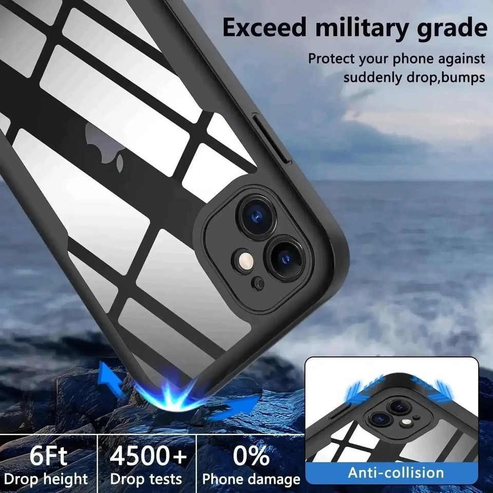 Full Body Clear Hybrid Shockproof 360 Case For iPhone 14 15 16 Pro Max ...