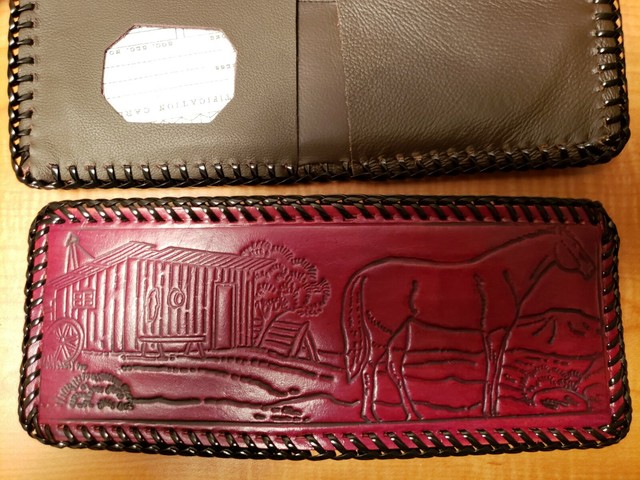 Horse by Shed - Prison made Bi-fold USA Made Beautiful Leather Laced ...