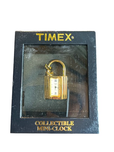 Timex Collectible Miniature Clock Metal Gold Tone Lock W/ Key Japan ...
