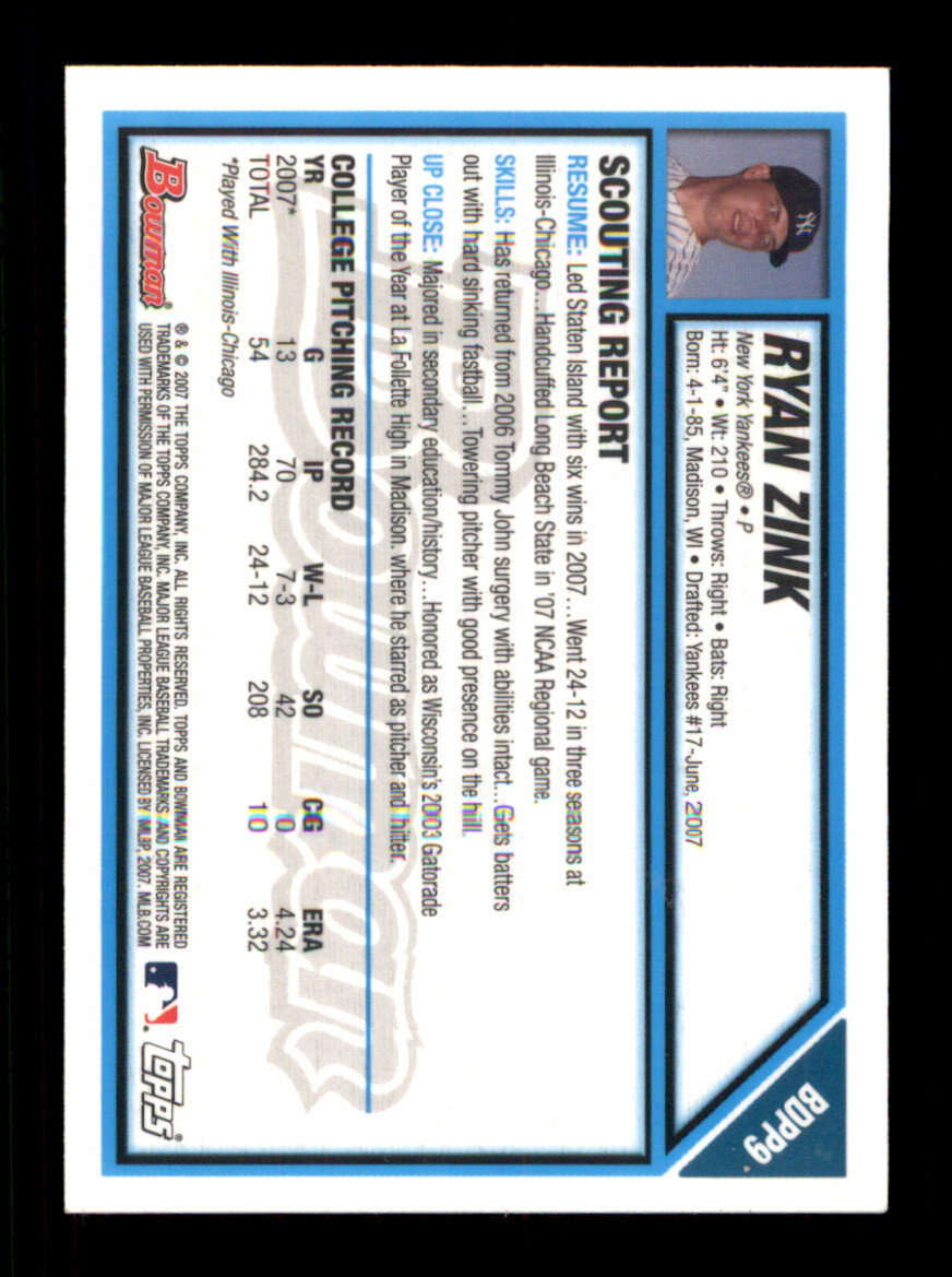 2007 Bowman Gold - Ryan Zink - On Card Autograph | eBay
