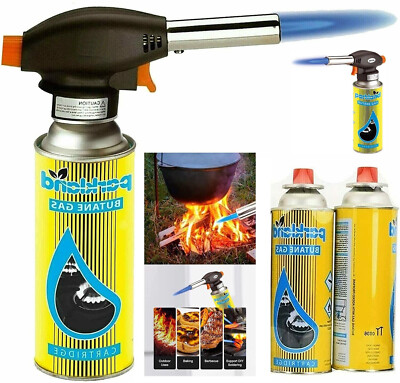 Blow Torch Butane Gas Canister Flamethrower Weed Burner BBQ Camping ...