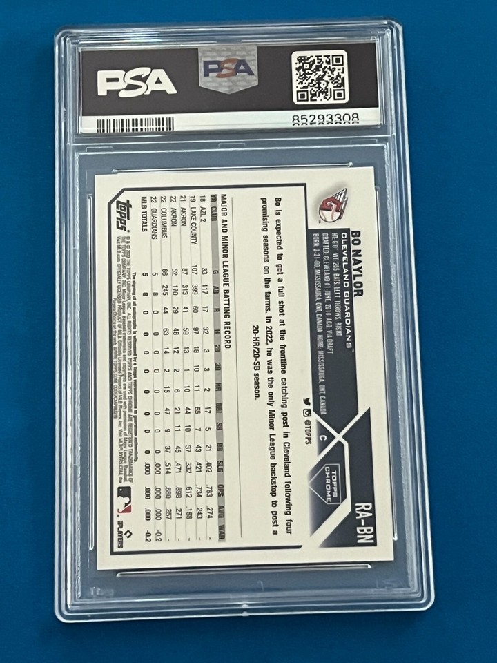 2023 Topps Chrome Refractor RC AUTO #RABN Bo Naylor PSA 10 GEM MINT ...