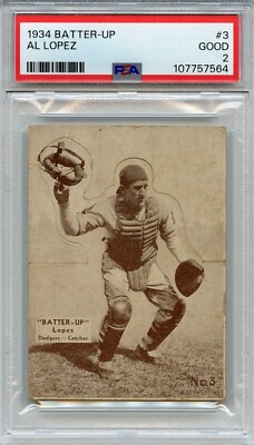 1934 Batter Up Al Lopez #3 PSA 2 GOOD Vintage Baseball Card Dodgers HOF ...