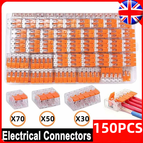 150x For Wago 221 Electrical Connectors Wire Block Clamp Terminal Cable ...