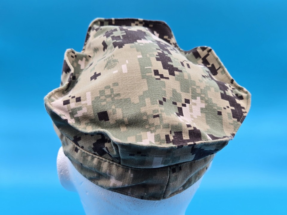 Size 7 1/4 US Navy NWU Type III AOR2 Woodland Hat Utility 8 Point Cap ...
