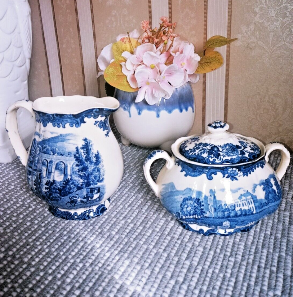 1790 Avon Scenes Palissy England Cream and Sugar bowl Antique Set | eBay