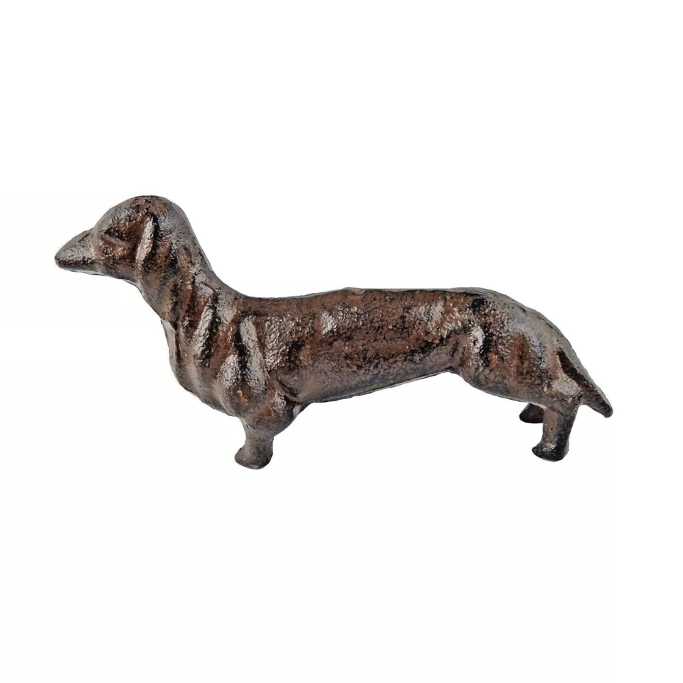 Miniature Cast Iron Dachshund Figurine – Rustic Weiner Dog Shelf Decor ...