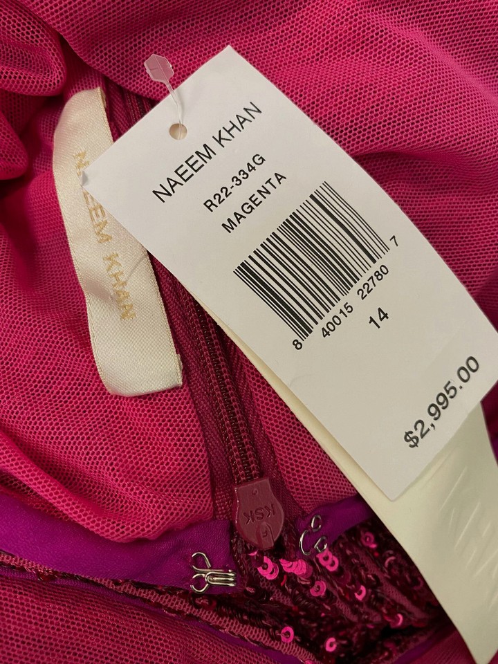 $2995 Naeem Khan Women's Pink Sequin Criss Cross Gown Dress Size 14 | eBay