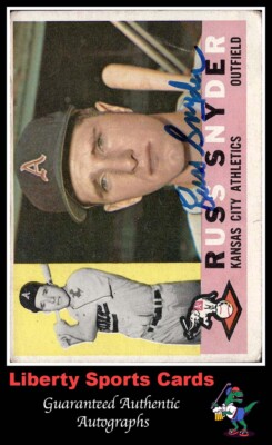 1960 Topps Russ Snyder #81 Authentic Autographed Card Kansas City A's ...