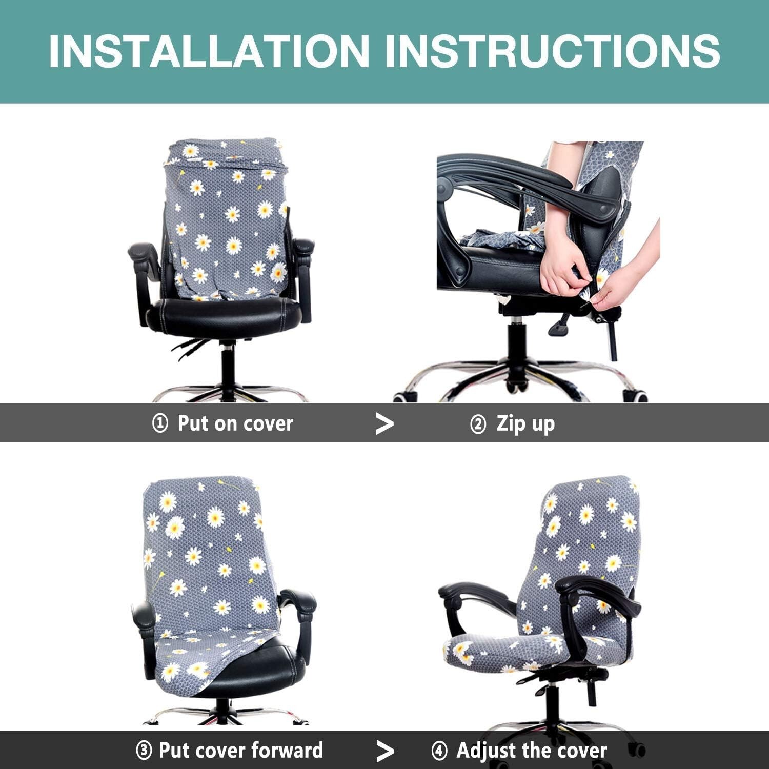 Office Chair Cover Universal Stretch Desk Computer Slipcovers Black for ...