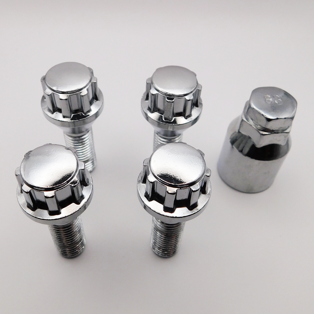 Locking Wheel Bolts M12x1.5 25mm (Bimecc) Chrome For Renault Grand ...