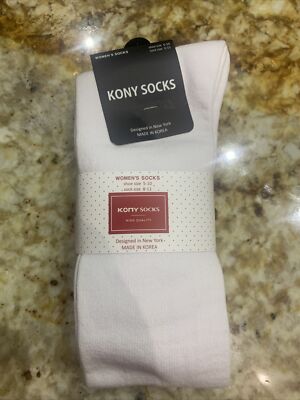 KONY Women's Cotton Knee High Socks Casual Solid & Triple Stripe Colors ...