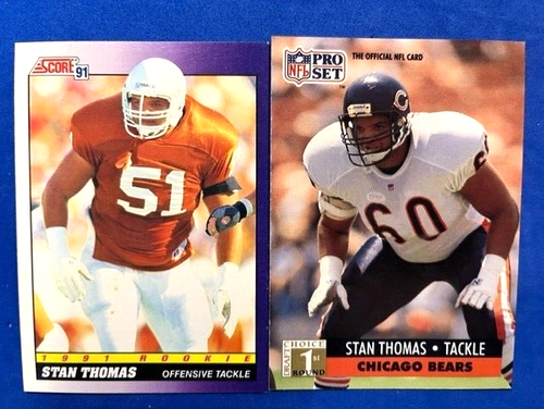 NFL - Stan Thomas 1991 Score RC & 1991 Pro Set Draft Choice RC - Bears ...