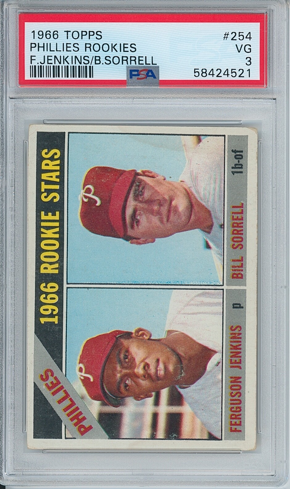 1966 Topps #254 FERGIE JENKINS / Bill Sorrell PSA 3 VG HOF Rookies ...