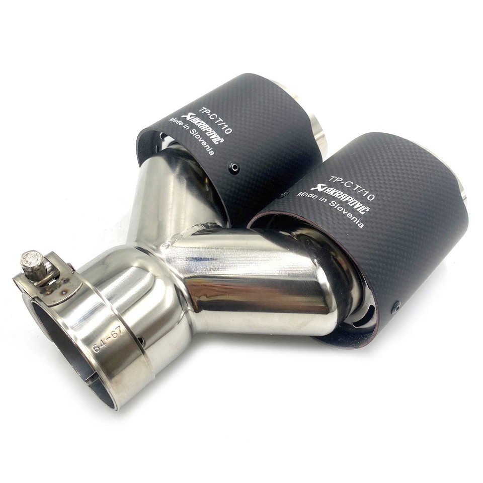 2PCS OD:3''/3.5''/4" Akrapovic Exhaust Tip Matt Carbon Fiber Dual Pipe ...