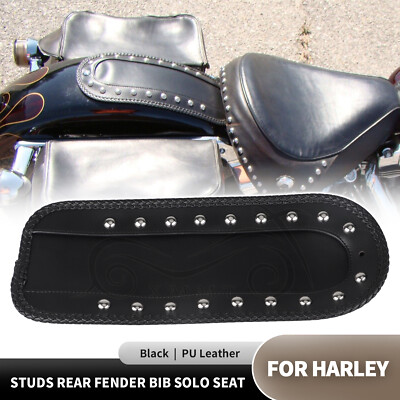 Black Studded Rivet Rear Fender Bib Solo Seat For Harley Dyna Heritage ...