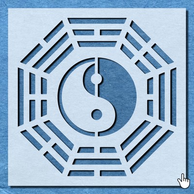 STENCIL CHINESE YING YANG SHAPE PAINTING WALL ART MYLAR CRAFTS AIRBRUSH ...