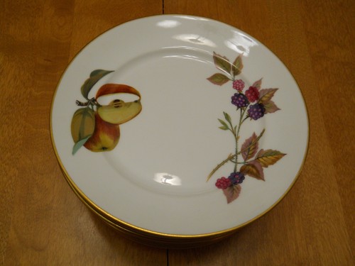 Royal Worcester Evesham Gold Rim 6 5/8" Bread Plates Fruit ENGLAND Used ...