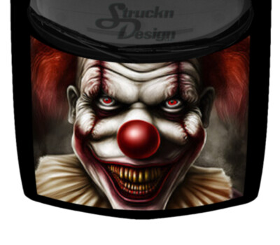 Scary Evil Clown Grin Red Black Car Truck Hood Wrap Vinyl Graphic Decal ...