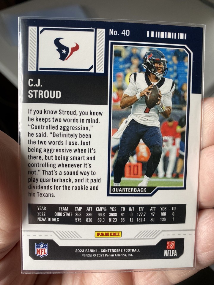 2023 Panini Contenders CJ Stroud Season Ticket #40 Texans RC | eBay
