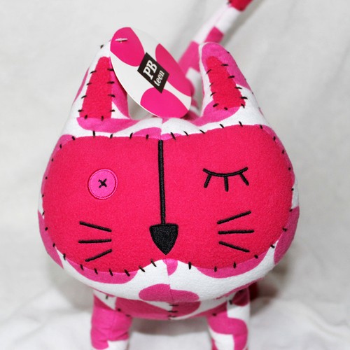 Pottery Barn teen Pinky Dot Plush cat kitty pink Stuffed Animal 11/" 4 ...