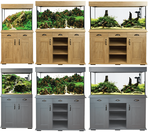 Fluval Shaker 168 252 345 Aquarium & Cabinet Complete Kit Oak Or Grey ...