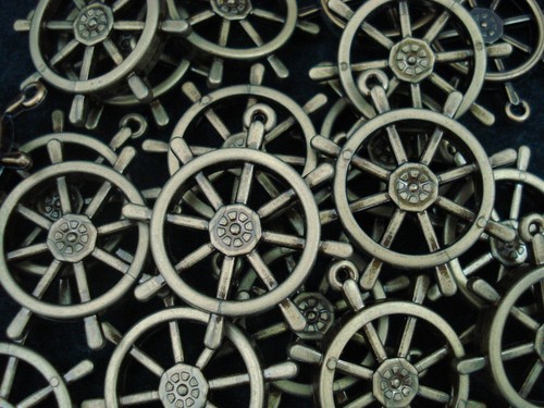Charms Plastic 37mm Ships Wheel 15pc Antique Gold DIY Jewellery | eBay ...