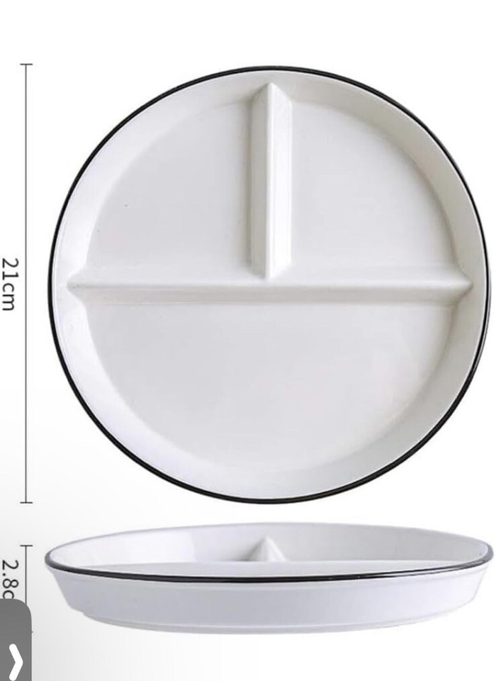 1 PCS Ceramic Portion Control Plate Divided Dish for Healthy Eating and ...