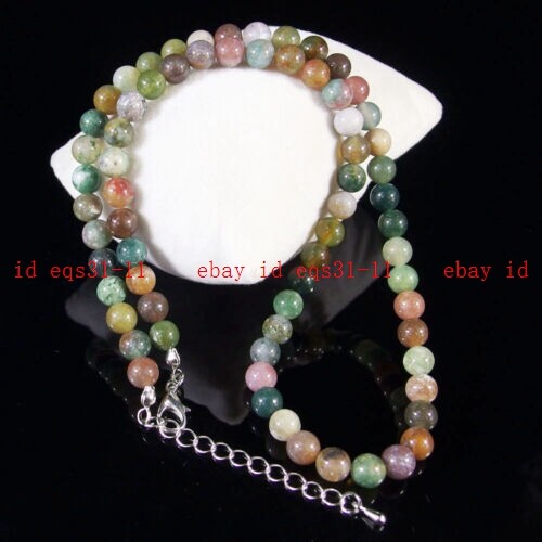 Small 6mm Multicolor India Agate Round Gemstone Beads Necklace Jewelry 16-36" | eBay
