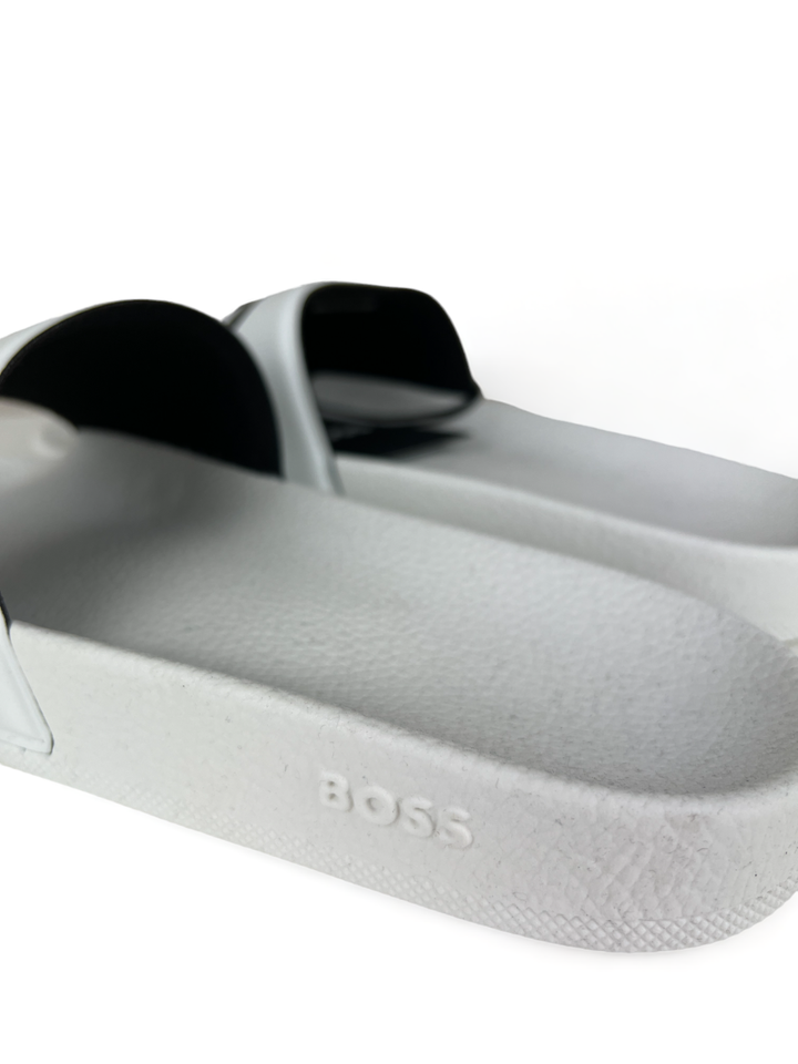 Mens Sliders BOSS White Pool Slides With Logo - Sean Slid Size 10 | eBay UK