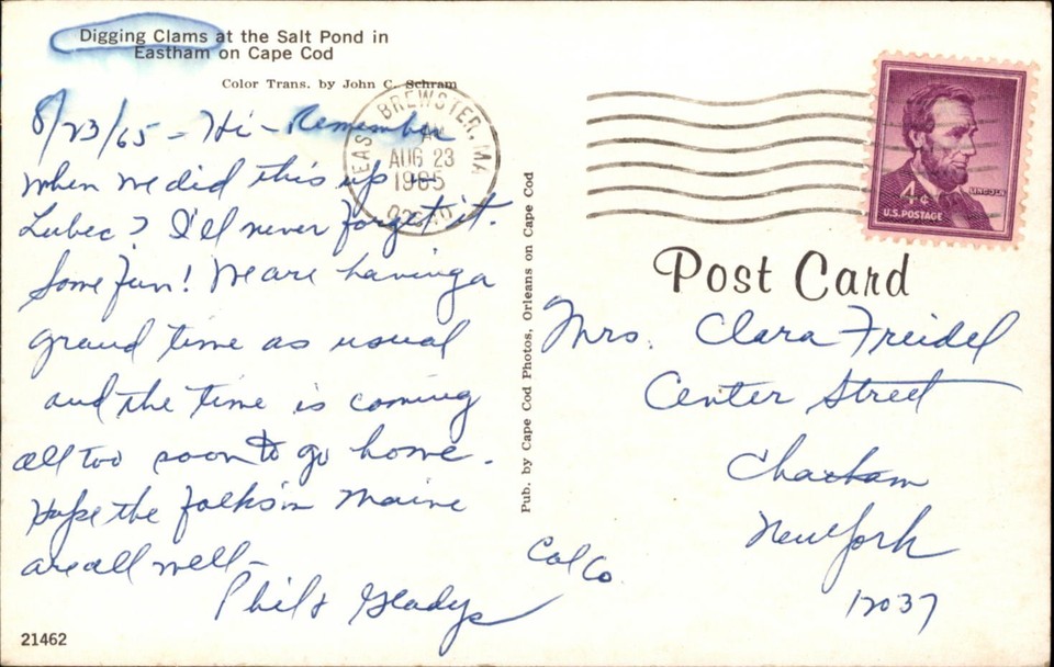 Digging Clams Salt Pond Eastham Cape Cod vintage postcard c849 | eBay