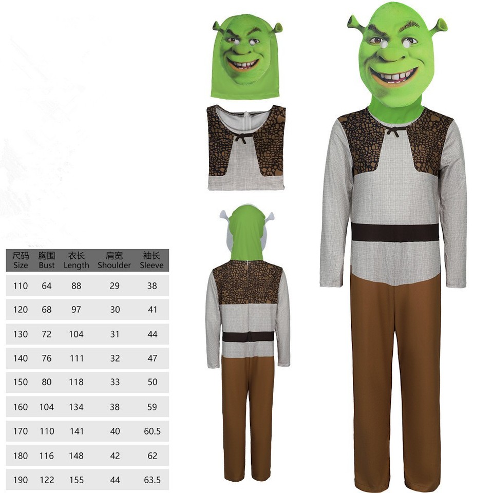 2025 Adult Kids ShreK Cosplay Costume Halloween Role Play Jumpsuit ...