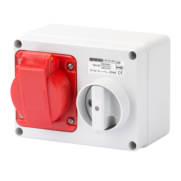 GEWISS GW66009 16 Amp 415 Volt 5 Pin Red Ip44 Interlocked Switched ...