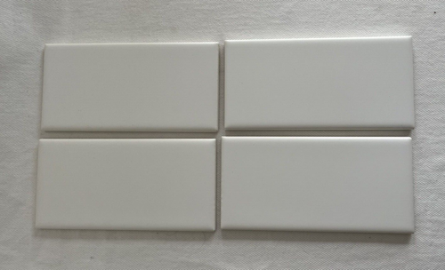 4 DATILE Ceramic Tiles Natural White 6" x 3" Glazed Ceramic Vintage Mid ...