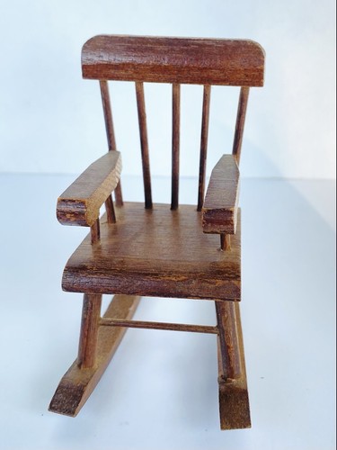 Miniature Wood Dollhouse Rocking Chair With Arms 1:12 Scale | eBay