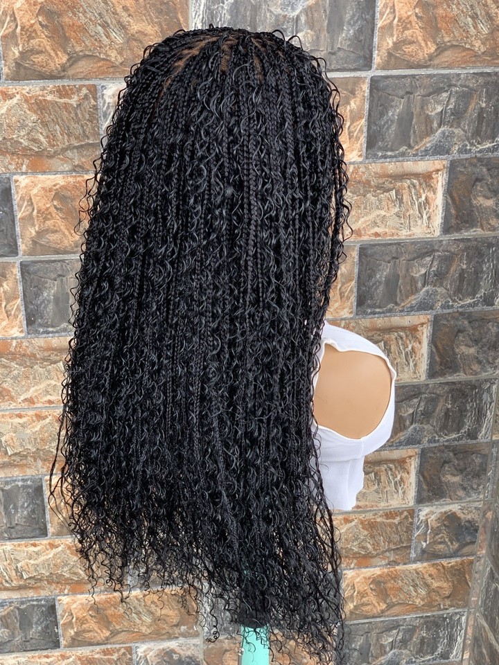 Tangle Free Boho Knotless Braided Wig Box braids Full lace braids wig ...