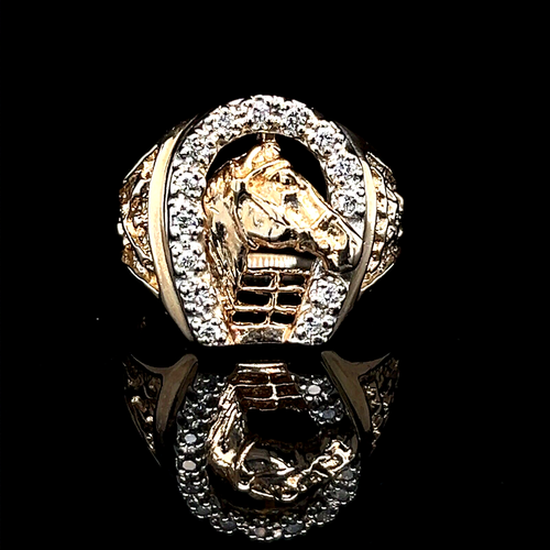 Vintage Estate 14k Yellow Gold Horse Shoe Ring with Diamonds Size 8 | eBay