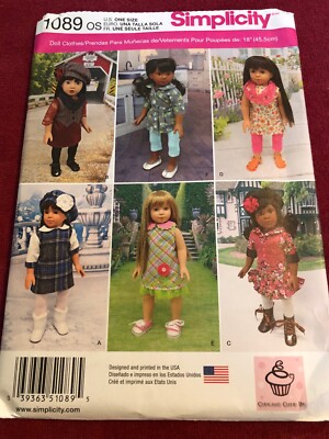🌸 SIMPLICITY #1089 - 18" DOLL CLOTHING - FITS AMERICAN GIRL DOLL ...