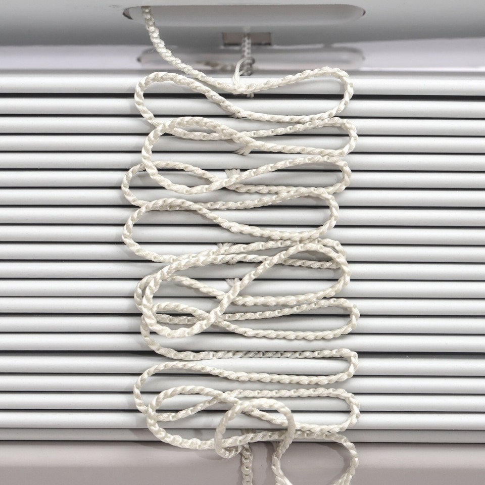 Faux wood wooden Venetian Blinds String and Tape Grey Blind 50 mm slats ...